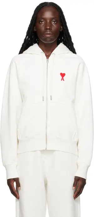 Ami White De CœUr Hoodie - 175 Natural White/Re | Editorialist
